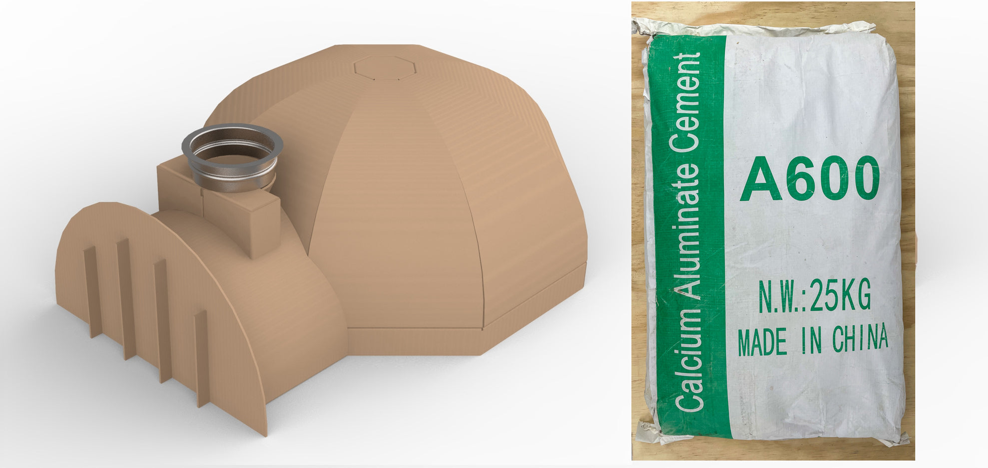 800mm Cardboard Mould Plus 25kg Bag Of Calcium Aluminate Cement ...